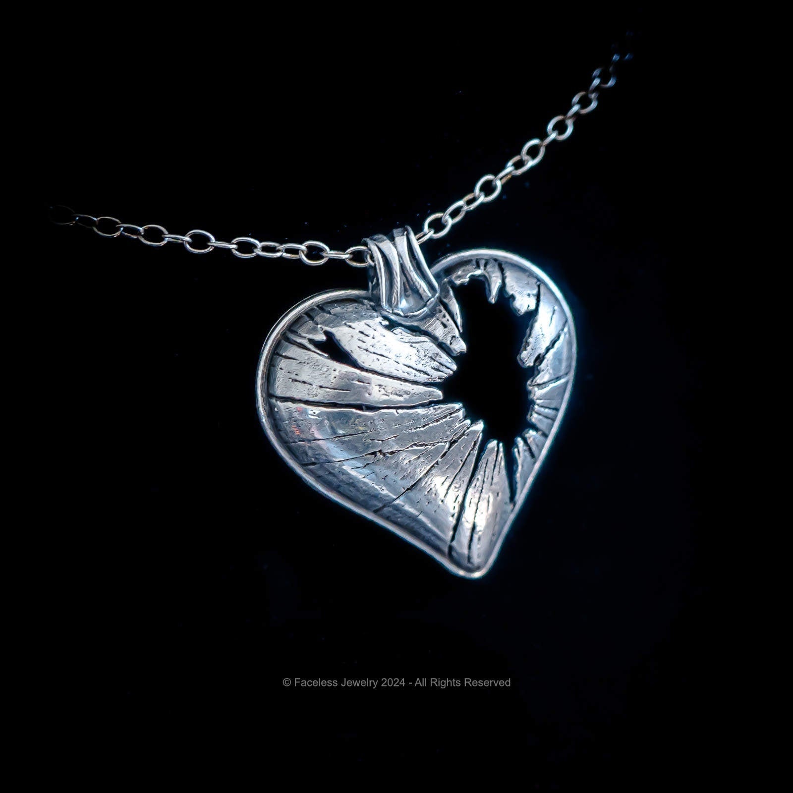 Shatter Heart Necklace - Sterling Silver Remembrance – Faceless Jewelry