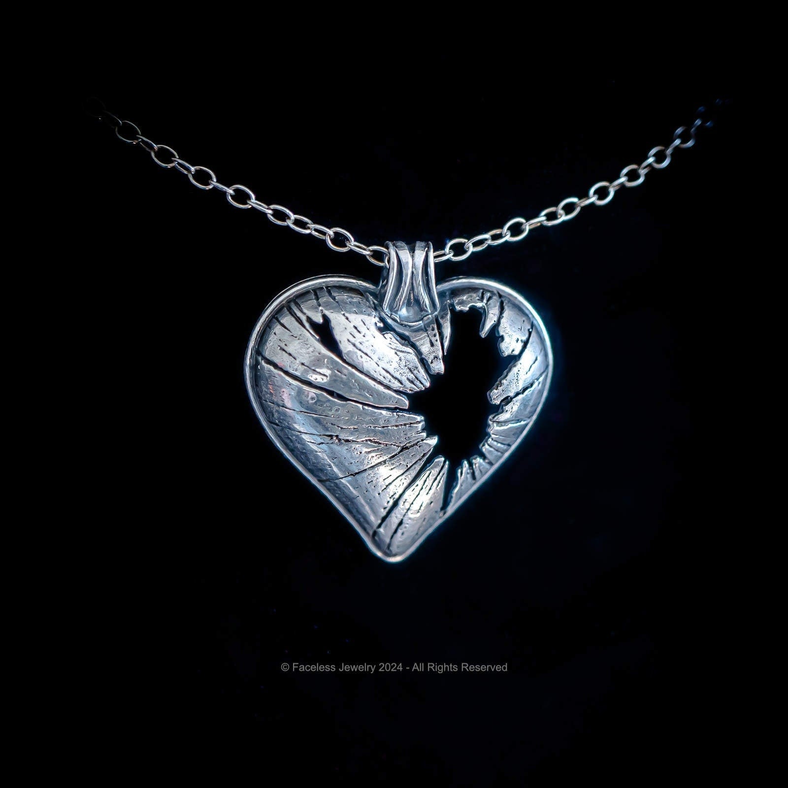 Shatter Heart Necklace - Sterling Silver Remembrance – Faceless Jewelry