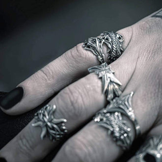 Infernal Dracken - Sterling Silver Fantasy Ring, Dragon Scale Ring ...