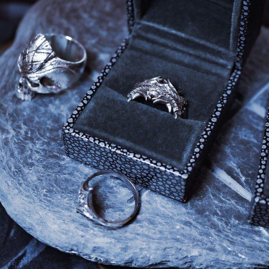 Infernal Dracken - Sterling Silver Fantasy Ring, Dragon Scale Ring – Faceless Jewelry