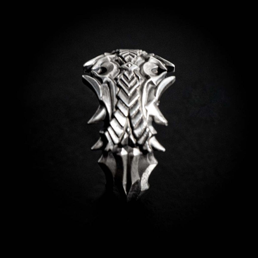 Infernal Dracken - Sterling Silver Fantasy Ring, Dragon Scale Ring – Faceless Jewelry