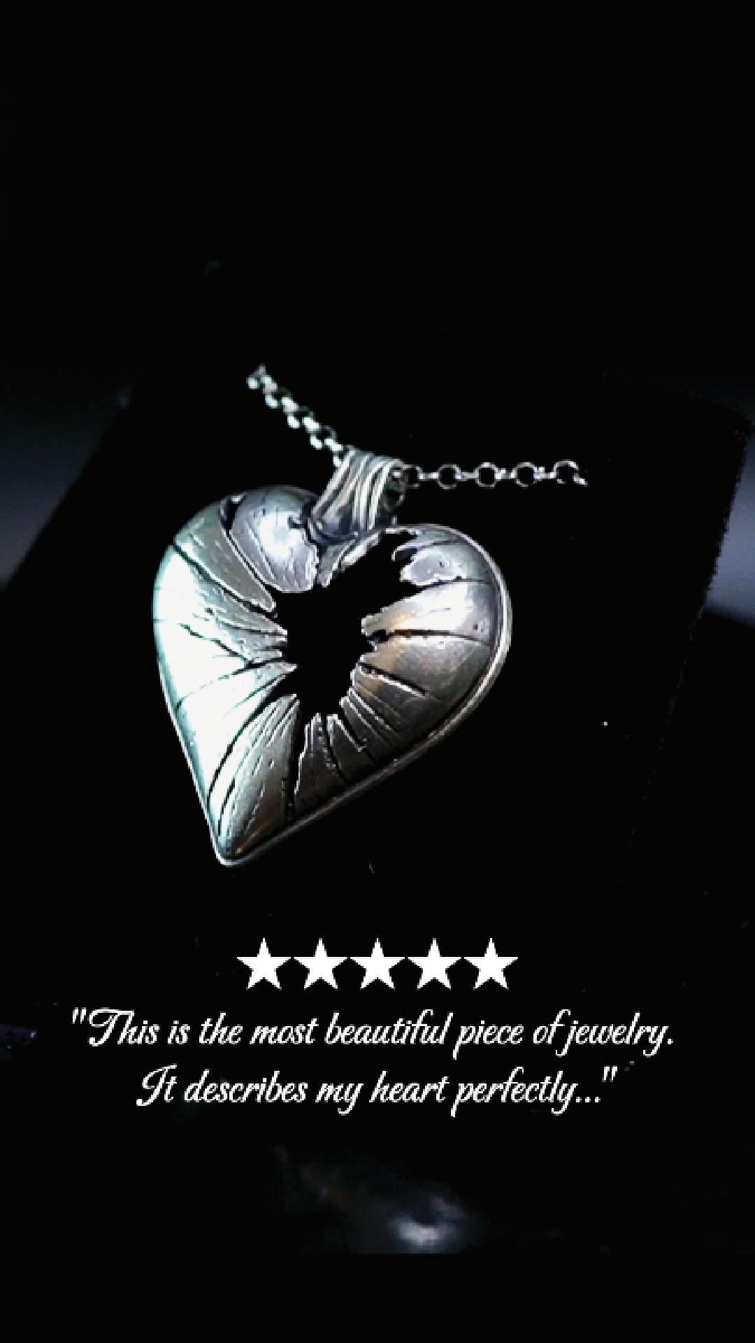 Shatter Heart Necklace - Sterling Silver Remembrance – Faceless Jewelry