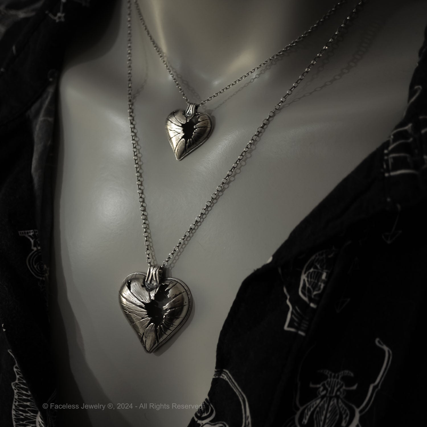 Shatter Heart Necklace - Sterling Silver Remembrance – Faceless Jewelry