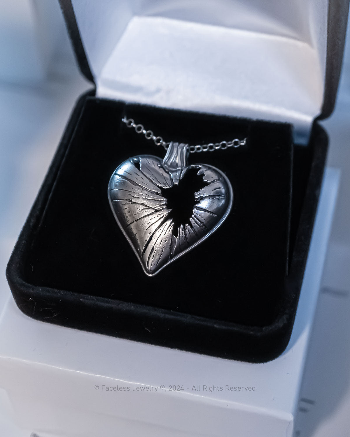 Shatter Heart Necklace - Sterling Silver Remembrance – Faceless Jewelry
